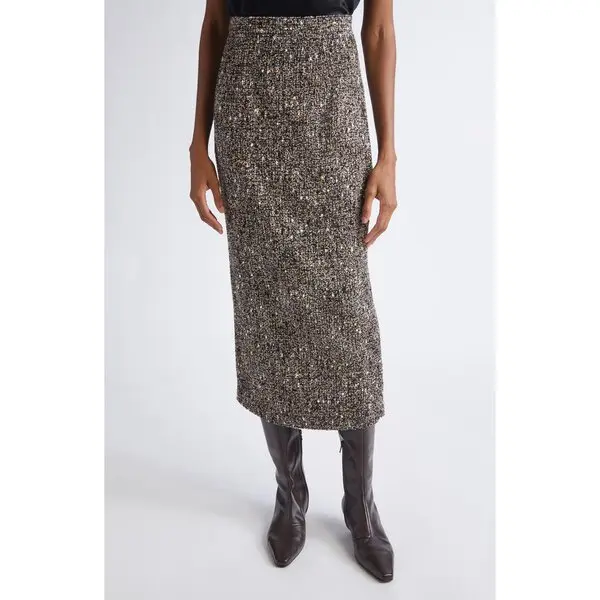 St. John Tweed Midi Pencil Skirt