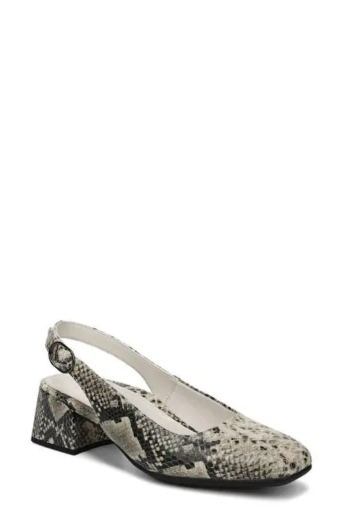 Vionic Reyes Block Heel Slingback Pump - Cream Snake
