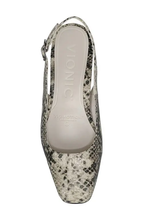 Vionic Reyes Block Heel Slingback Pump - Cream Snake