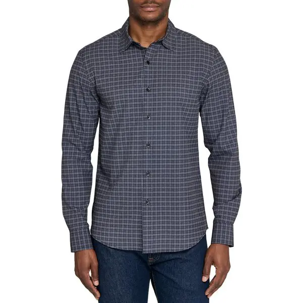 W.R.K Basic Slim Fit & Grey Plaid Performance Button-up Shirt