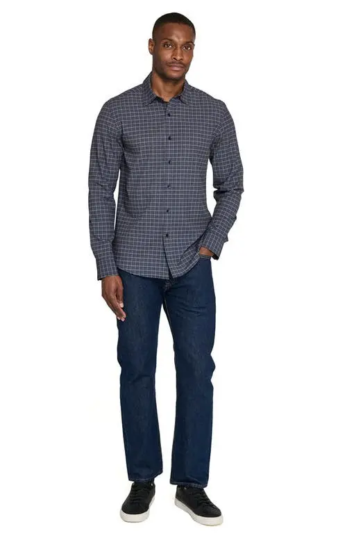 W.R.K Basic Slim Fit & Grey Plaid Performance Button-up Shirt