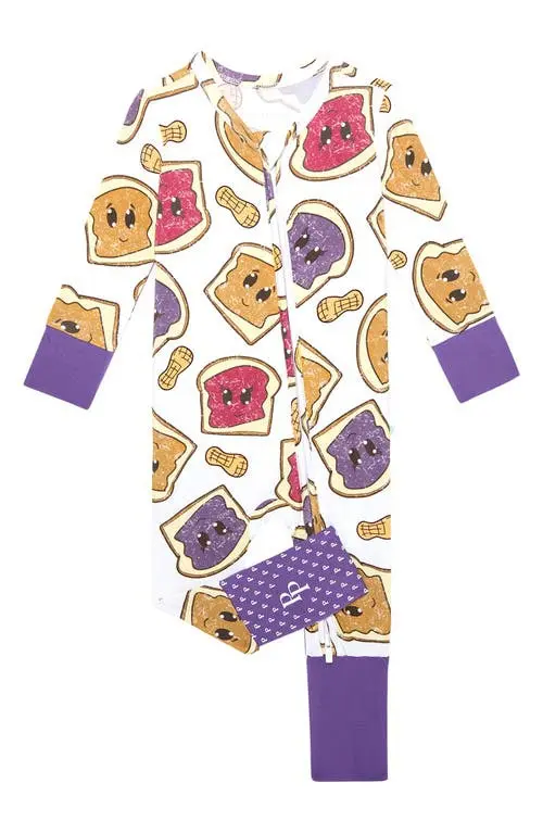 POSH PEANUT Peanut Butter Jelly Convertible One-piece Footie - White