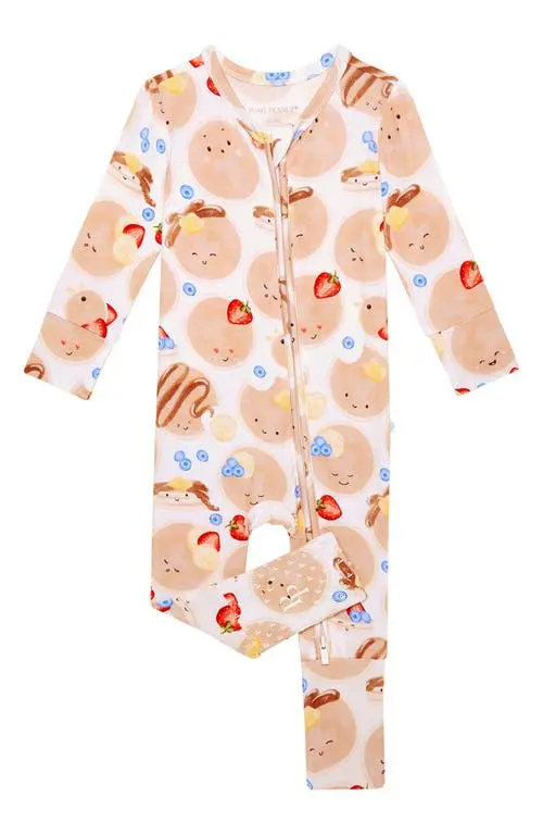POSH PEANUT Pancakes Print Convertible Zip-up Footie - Beige