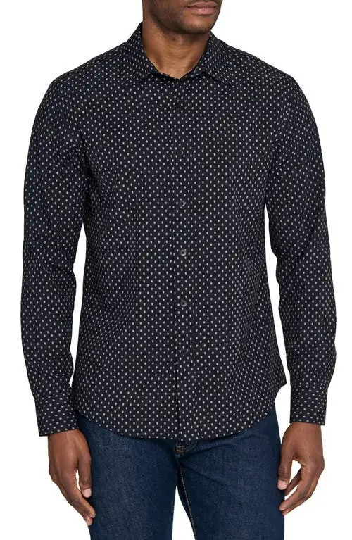 W.R.K Basic Slim Fit Micropaisley Performance Button-up Shirt - Black