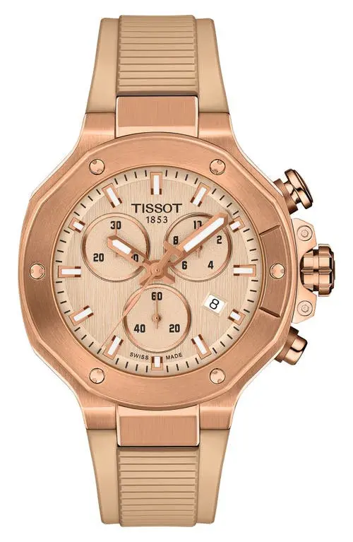 TISSOT T-race Chronograph Silicone Strap Watch - Coral