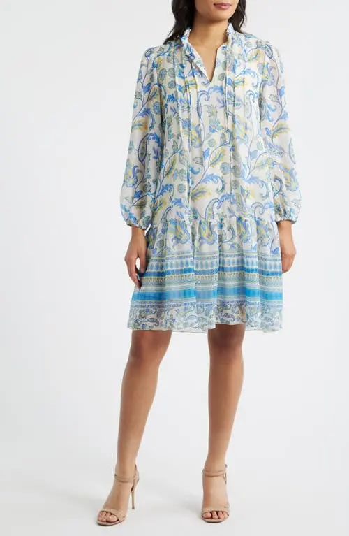 Julia Jordan Long Sleeve Paisley Print Dress