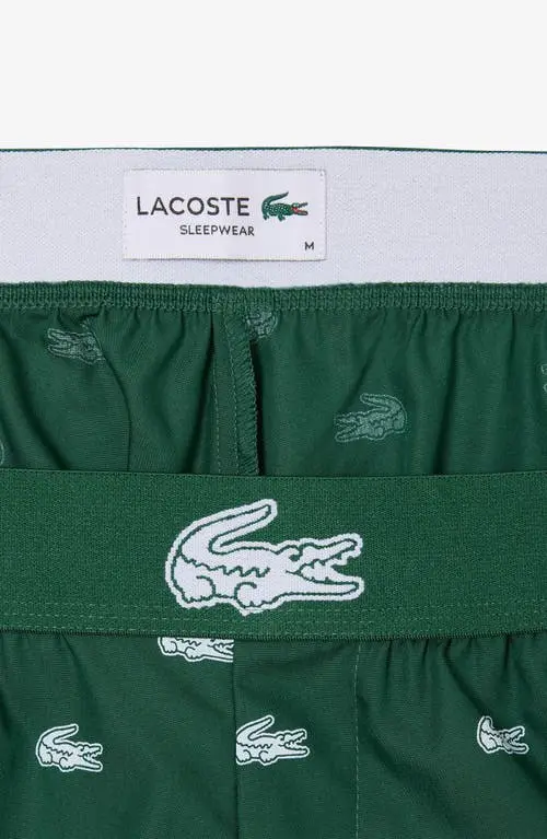 Lacoste Logo Print Cotton Pajama Pants - 291 Green/white
