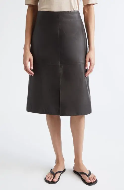 Partow Broome Leather A-line Skirt