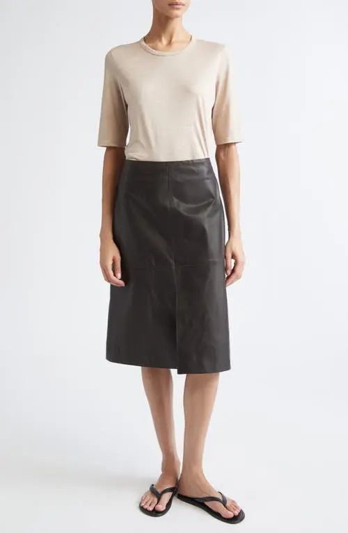 Partow Broome Leather A-line Skirt