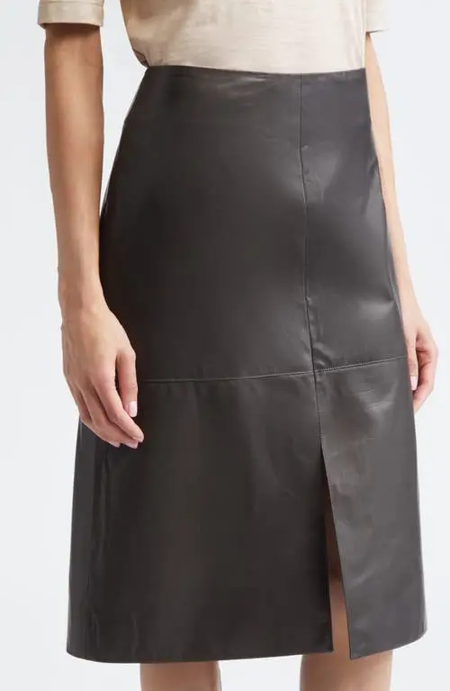 Partow Broome Leather A-line Skirt