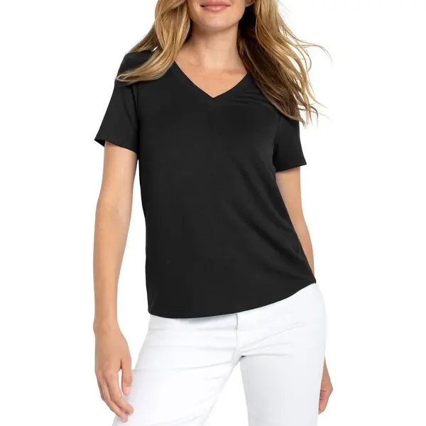 LIVERPOOL Short Sleeve V-neck T-shirt - Black