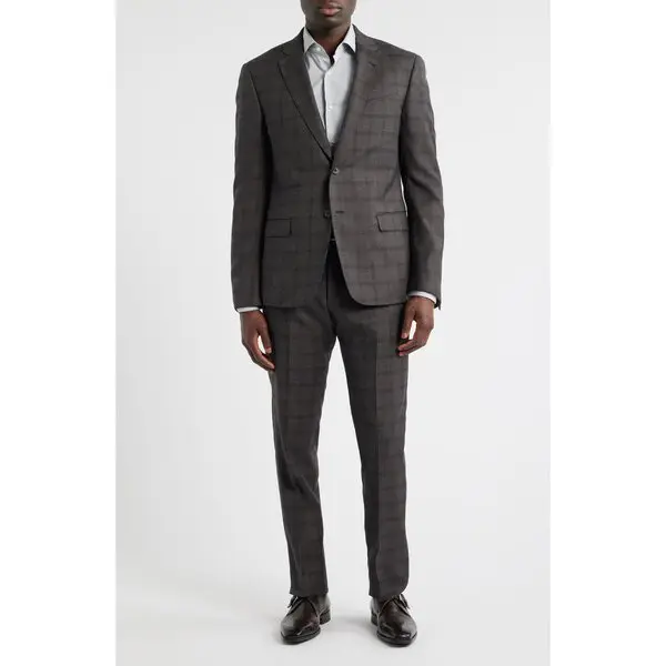 Emporio Armani Grey Windowpane Check Virgin Wool Suit