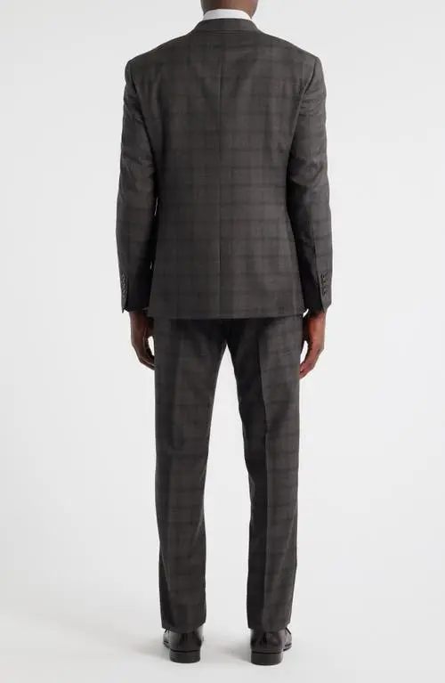Emporio Armani Grey Windowpane Check Virgin Wool Suit