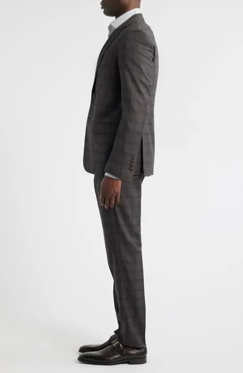 Emporio Armani Grey Windowpane Check Virgin Wool Suit