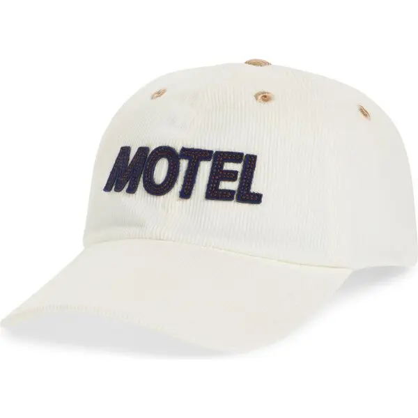DRAKE'S Motel Felt Appliqué Corduroy Baseball Cap - White