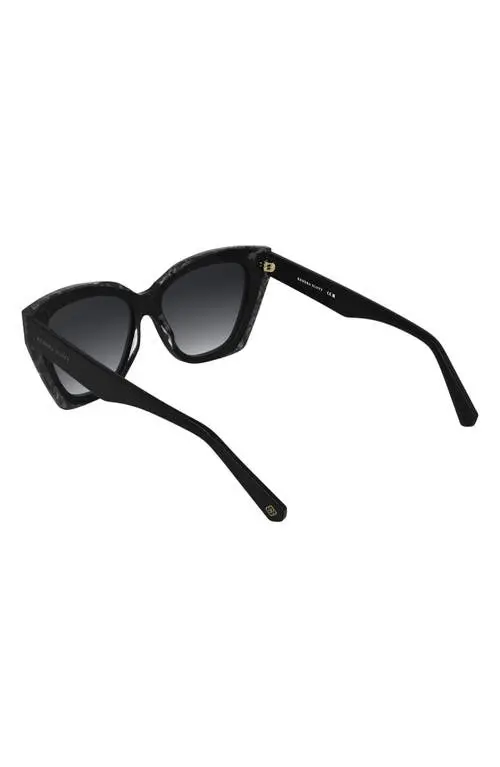 Kendra Scott Katherine 56mm Gradient Cat Eye Sunglasses - Black/marble Black