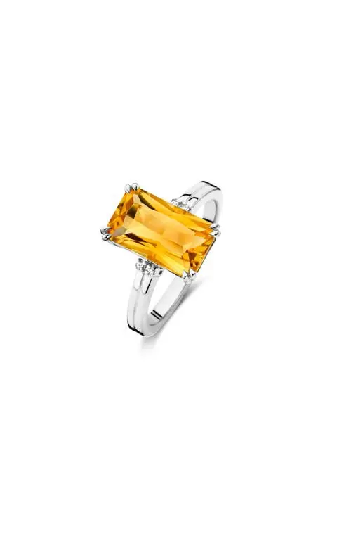 DPT ANTWERP Diamond Ring | 4 Natural Diamonds1 Gemstone | 925 Sterling Silver | Ring | | - Citrine