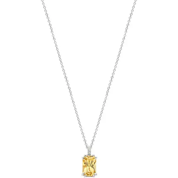 DPT ANTWERP Felice Citrine Pendant Necklace - White Rhodium