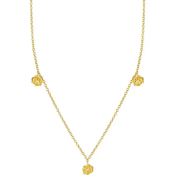 DPT ANTWERP Rose Pendant Necklace - Yellow 18k Gold Plated