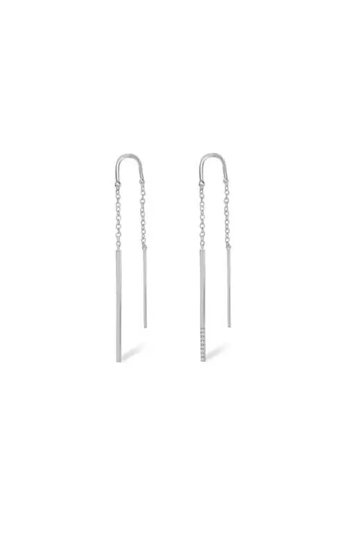DPT ANTWERP Double Linea Diamond Hook Earrings - White Rhodium