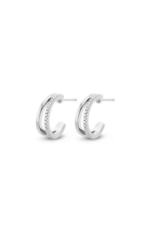 DPT ANTWERP Duo Hoop Earrings - White Rhodium