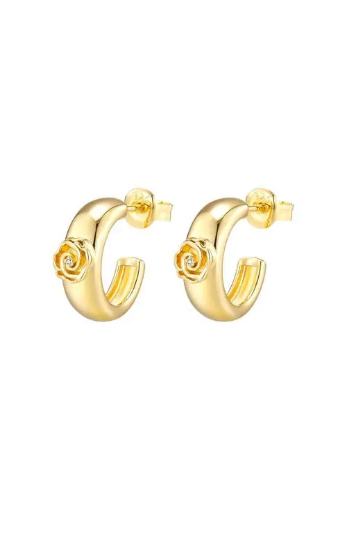 DPT ANTWERP Hoop Earrings With Diamond And Rose Motif - Rosie