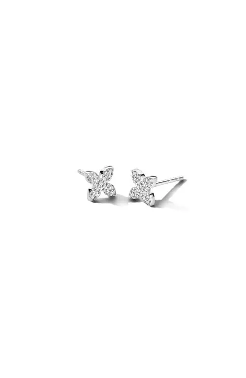 DPT ANTWERP Little Flower Diamond Stud Earrings - White Rhodium