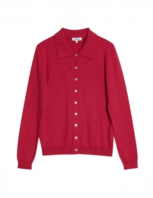 ALBARAY Knitted Button Through Polo Top