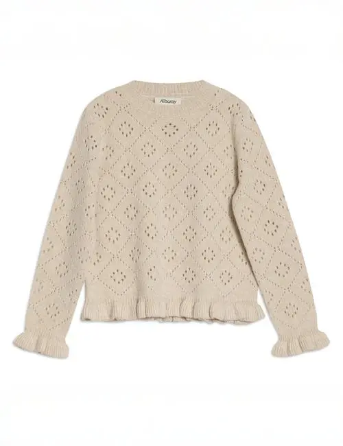 ALBARAY Pointelle Ruffle Sweater