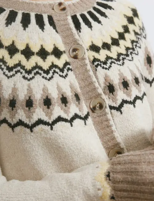 ALBARAY Fair Isle Yoke Cardigan
