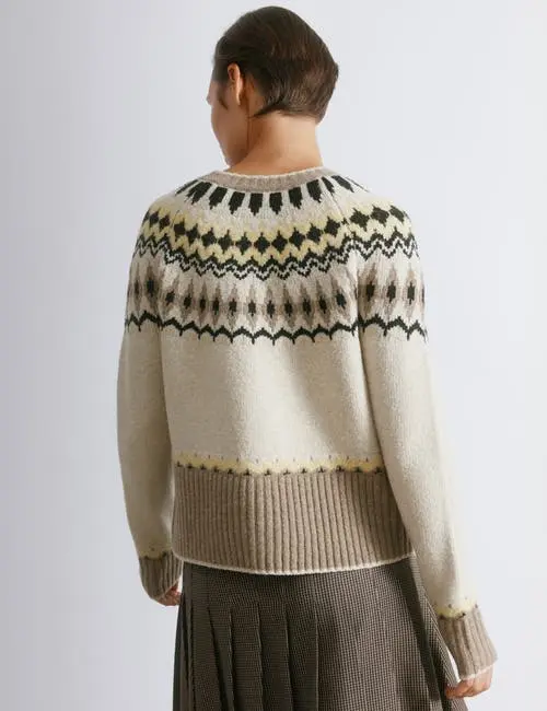 ALBARAY Fair Isle Yoke Cardigan