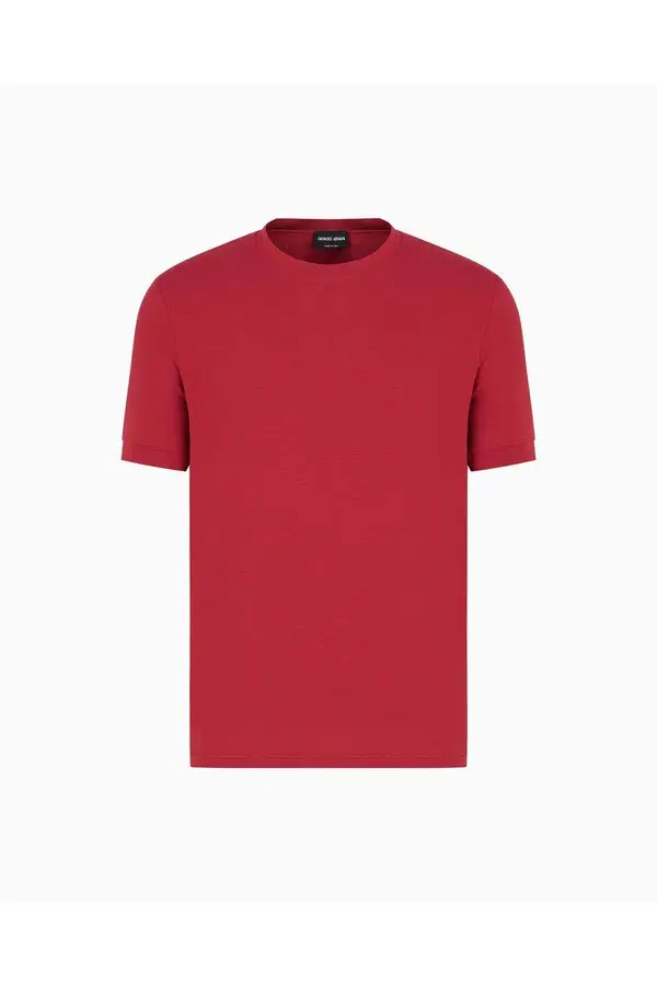 Giorgio Armani Asv Crew-neck T-shirt In Stretch Viscose Jersey - Red