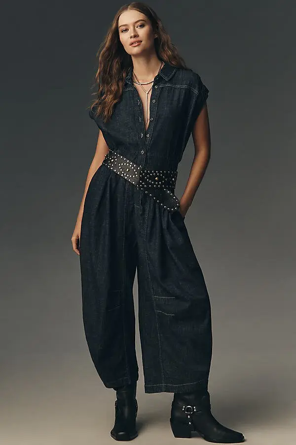 Anthropologie Denim Balloon Jumpsuit - Rinsed Denim