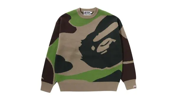 A BATHING APE Mega Abc Camo Knit Crewneck Sweatshirt