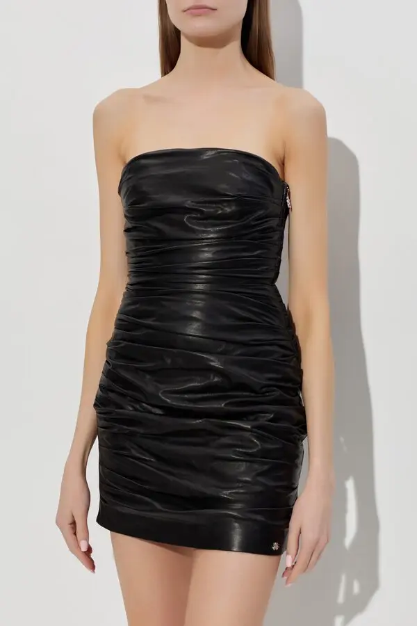 Amiri Leather Bandeau Mini Dress