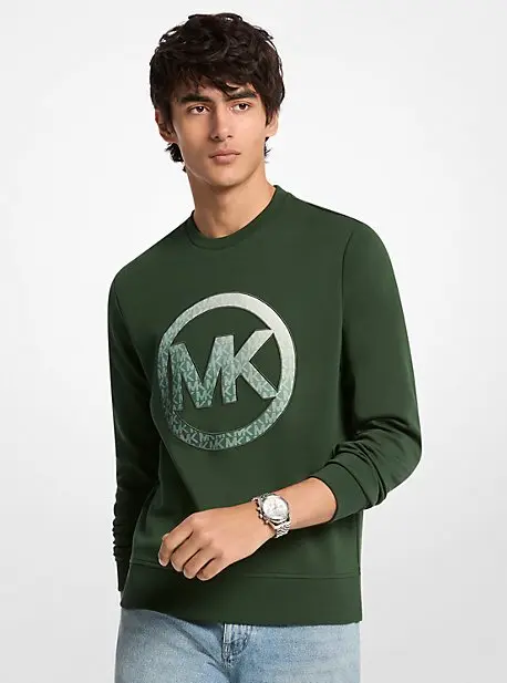 Michael Kors Cotton Blend Sweater With Logo - Green