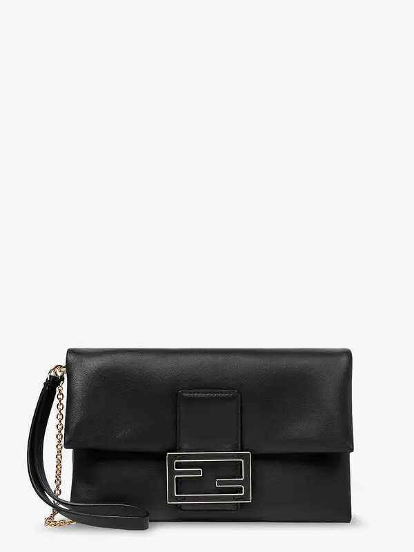 Fendi Mamma Baguette Leather Bag - Black
