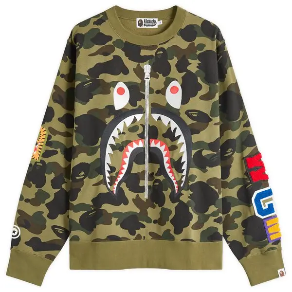 A BATHING APE 1st Camo Shark Crew Neck Sweatshirt