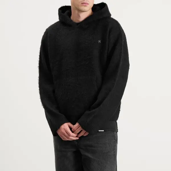 REPRESENT Textured Borg Hoodie - Jet Black