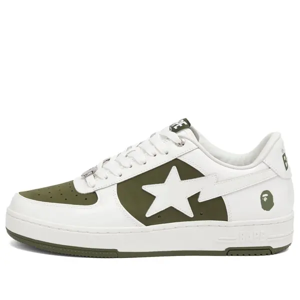 A BATHING APE Negative Sta Sneakers - White/olive