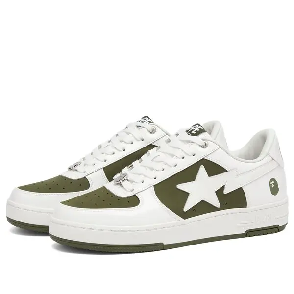 A BATHING APE Negative Sta Sneakers - White/olive