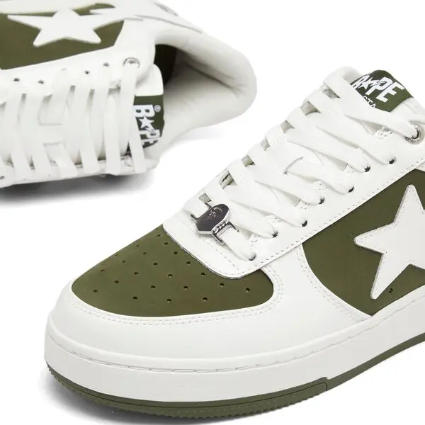A BATHING APE Negative Sta Sneakers - White/olive