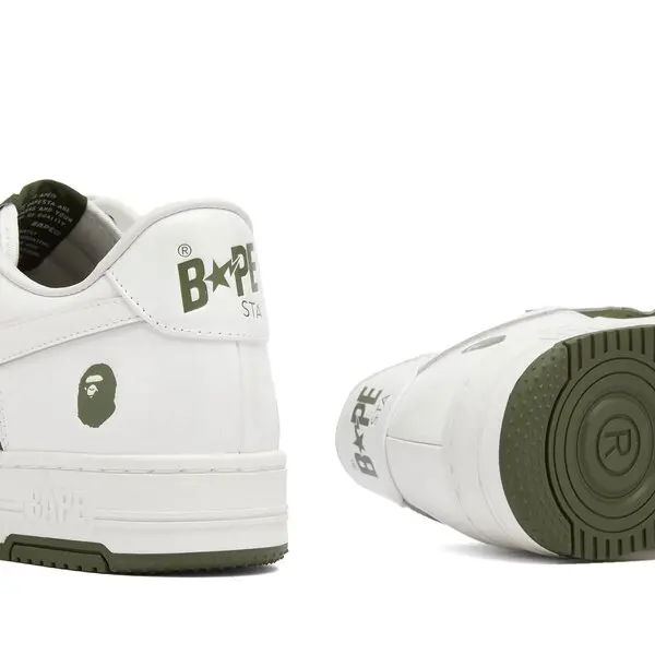 A BATHING APE Negative Sta Sneakers - White/olive