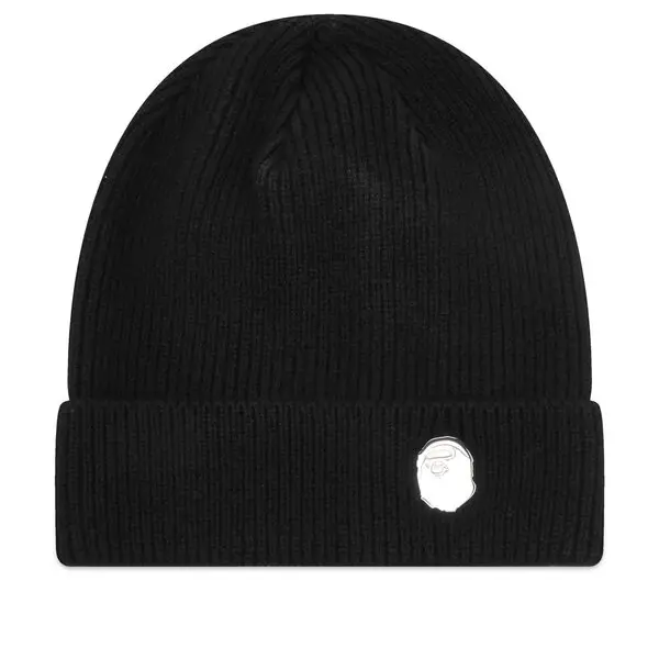 A BATHING APE One Point Knitted Beanie Hat - Black