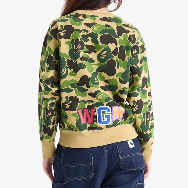 A BATHING APE Camo Shark Crewneck Sweatshirt