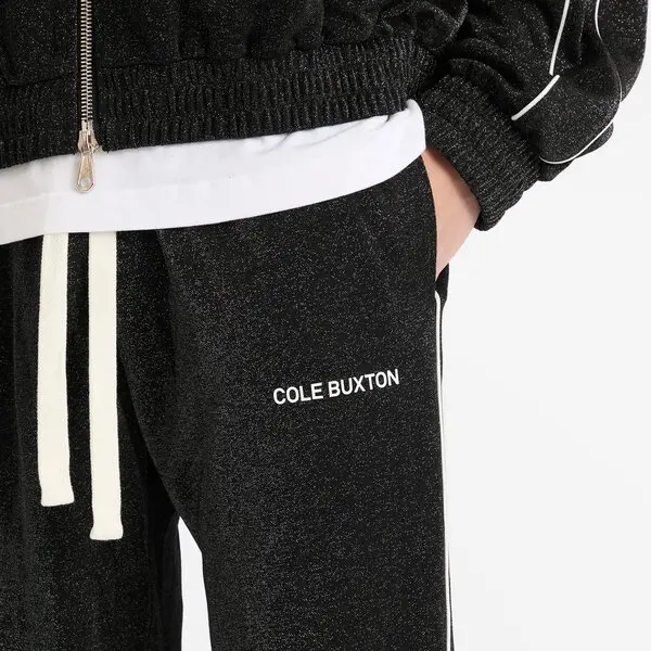 COLE BUXTON Glitter Piped Track Pant - Black