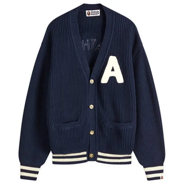 A BATHING APE College Cardigan - Navy