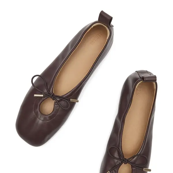 ALOHAS Rosalind Leather Ballet Pumps - Brown