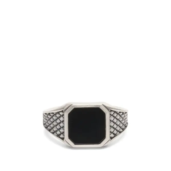 SERGE DENIMES Onyx Armour Ring - Silver