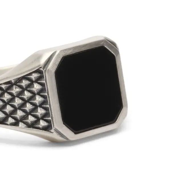 SERGE DENIMES Armour Ring With Onyx